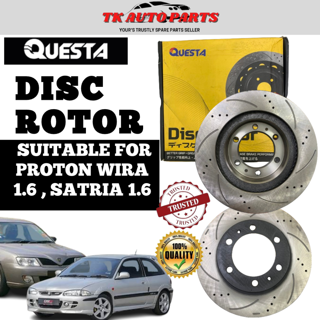 QUESTA DISC ROTOR/DISC BRAKE FRONT PROTON WIRA 1.6 SATRIA 1.6 1 SET ...