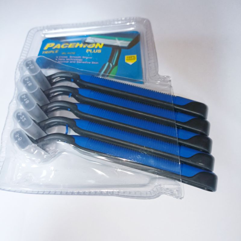5pcs pack Advanced Blue Men 3 Blades Razors with Clear Safety Cap ...