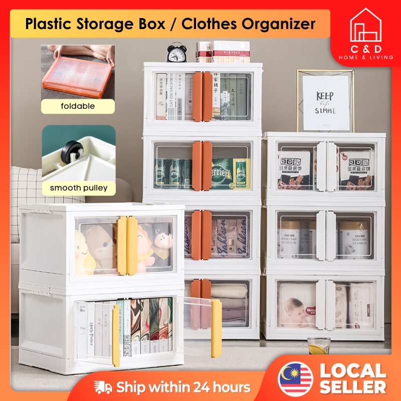 Stackable Two Door Storage Box Foldable Storage Cabinet Rack Plastic ...