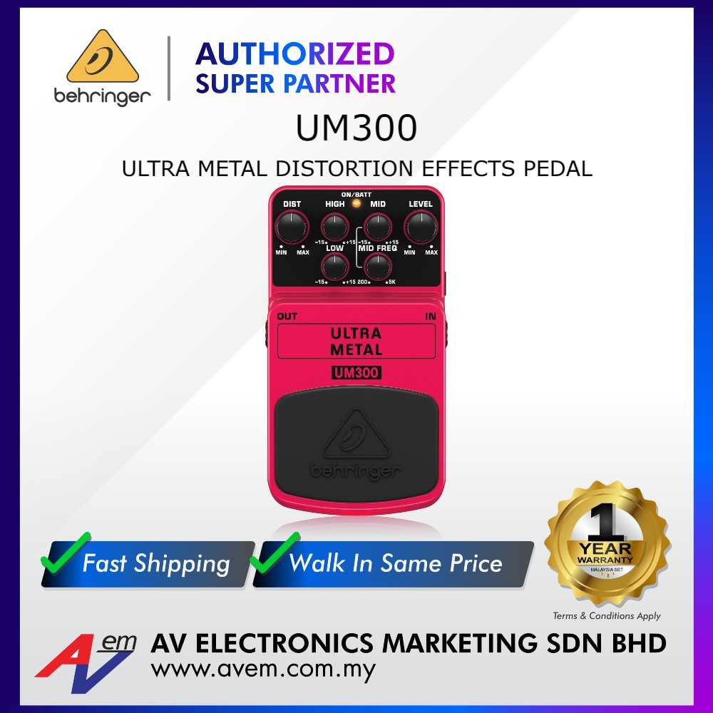 BEHRINGER ULTRA METAL UM300 Heavy Metal Distortion Effects Pedal ...