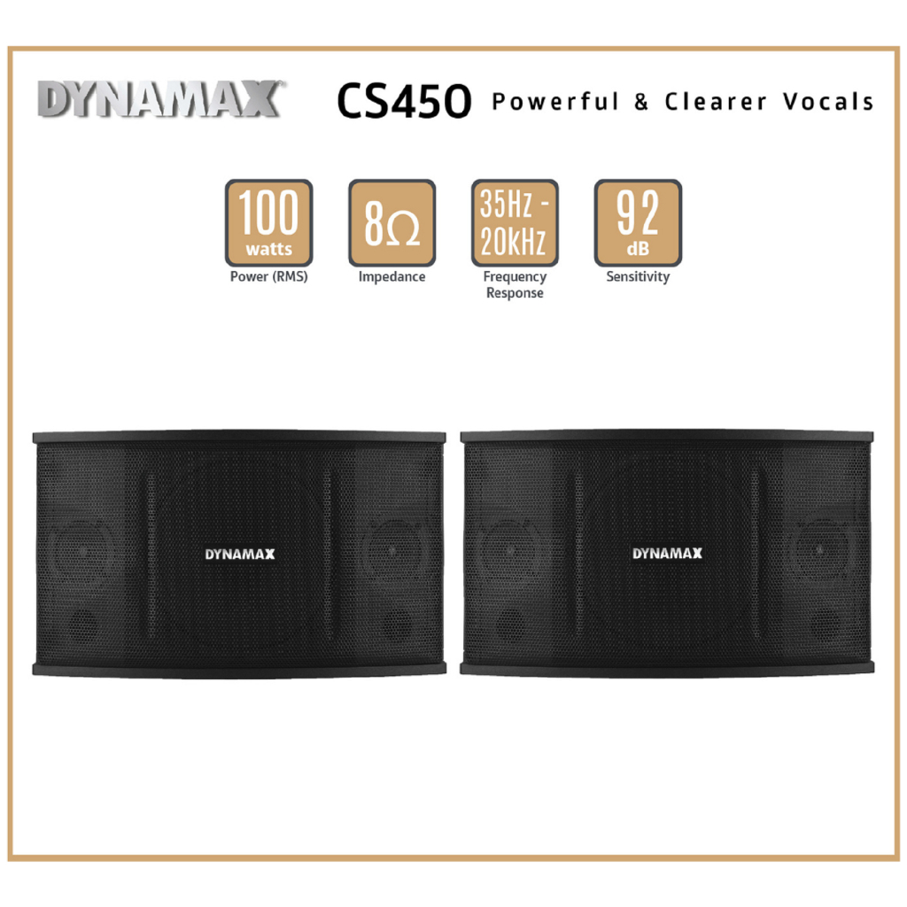 DYNAMAX CS450 10" 100W Powerful Dual Magnet Home KTV Karaoke Speaker ...