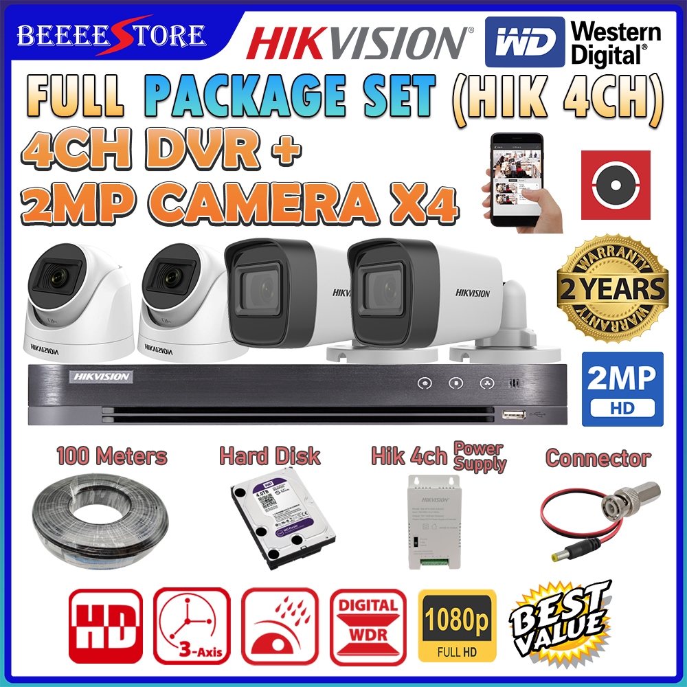 HIKVISION 2.0MP 4-CHANNEL CCTV 2MP FULL PACKAGE SET CCTV 4CH DVR ...