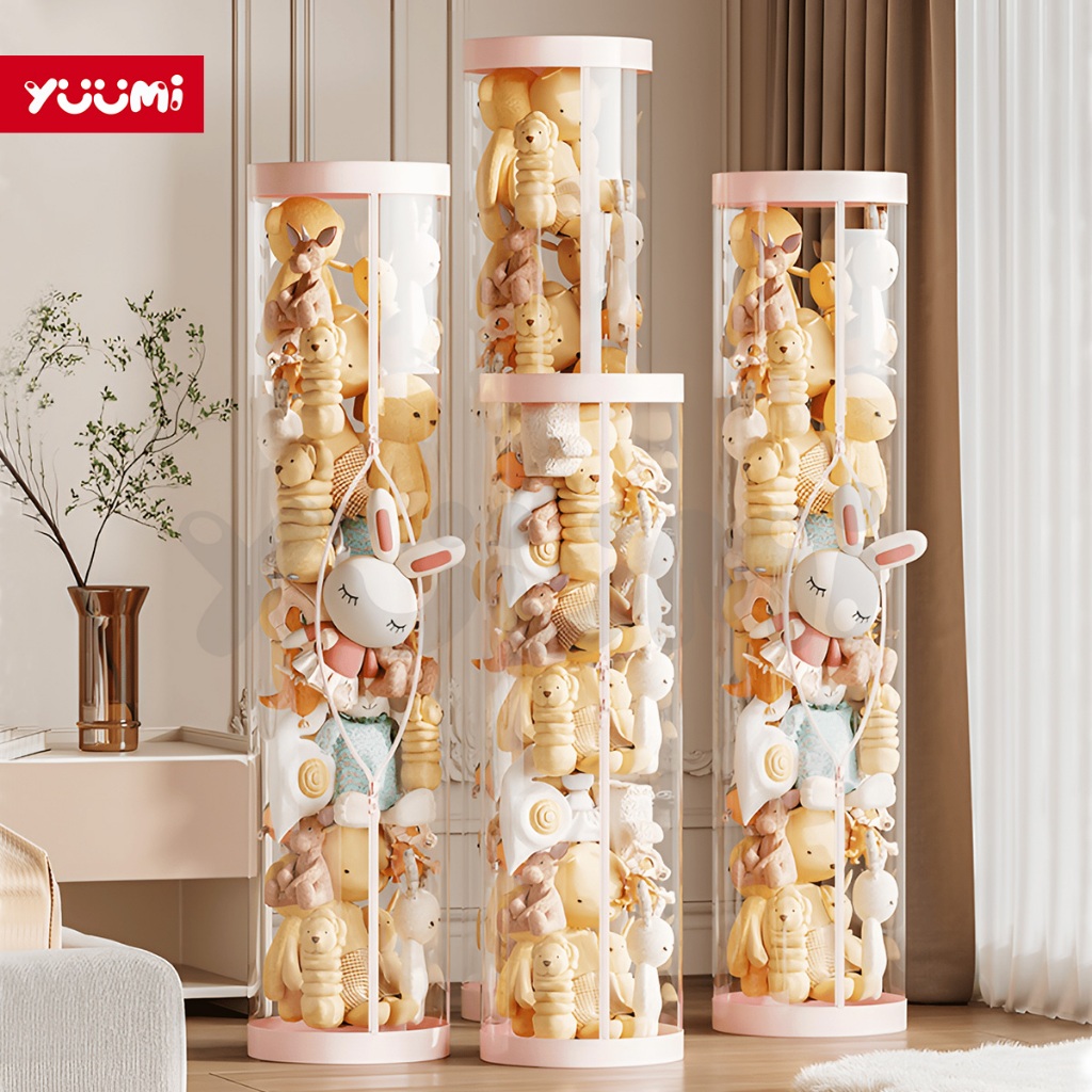 Yuumi Plush Toy Doll Storage Bucket Transparent Cylindrical Storage Box ...