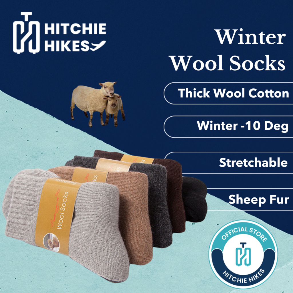 Hitchie Thick Cotton Wool Cashmere Socks Winter Warm Travel Stokin ...