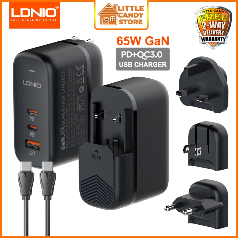 LDNIO® Q366 65W GaN Super Fast Charging USB Charger PD + QC3.0 Universal Smartphone Tablet ...