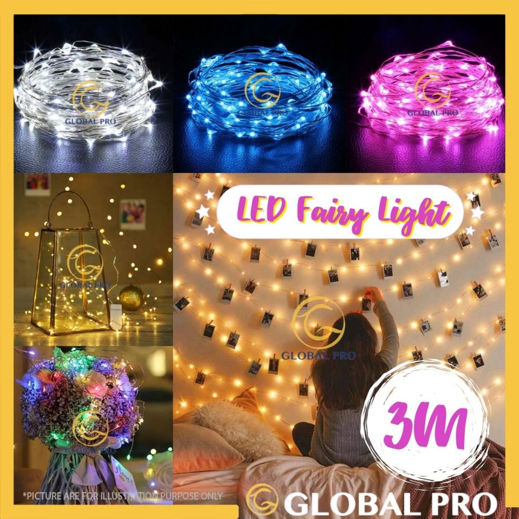 3MTR 30L Full Copper LED Fairy String Lights Fairy Light Deco Battery ...