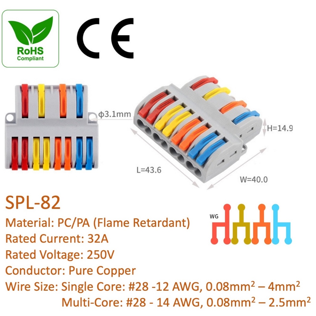 (1 and 2 pcs) SPL and PCT Fast Wire Connector Reusable Terminal ...