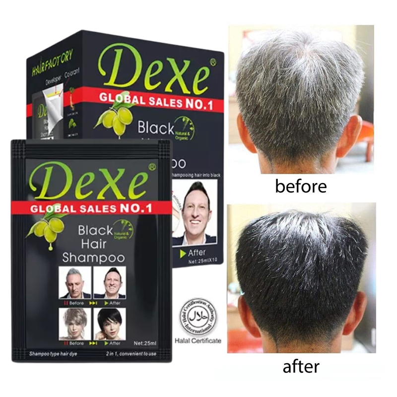 DEXE Hair Dye Color Black Hair Shampoo (10sachet x 25ml) | Shopee Malaysia