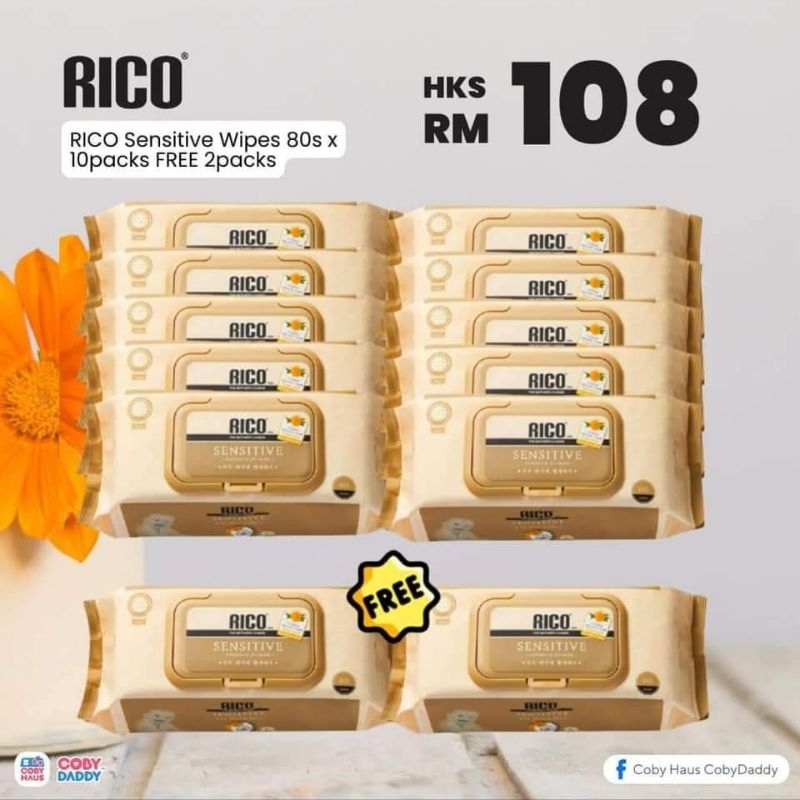Rico Sensitive Wipes 80s x 12 packs | Shopee Malaysia