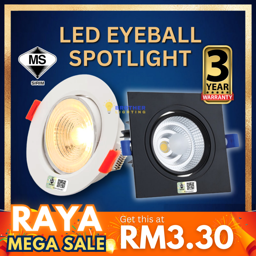 [SIRIM] LED Eyeball 3W 5W 7W Recessed Spotlight Downlight Home Lighting ...
