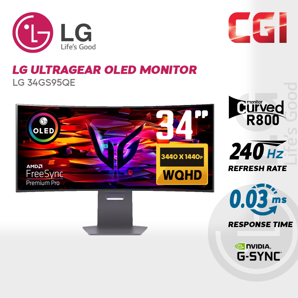 LG 34" 34GS95QE UltraGear™ OLED Curved Gaming Monitor WQHD with 240Hz ...
