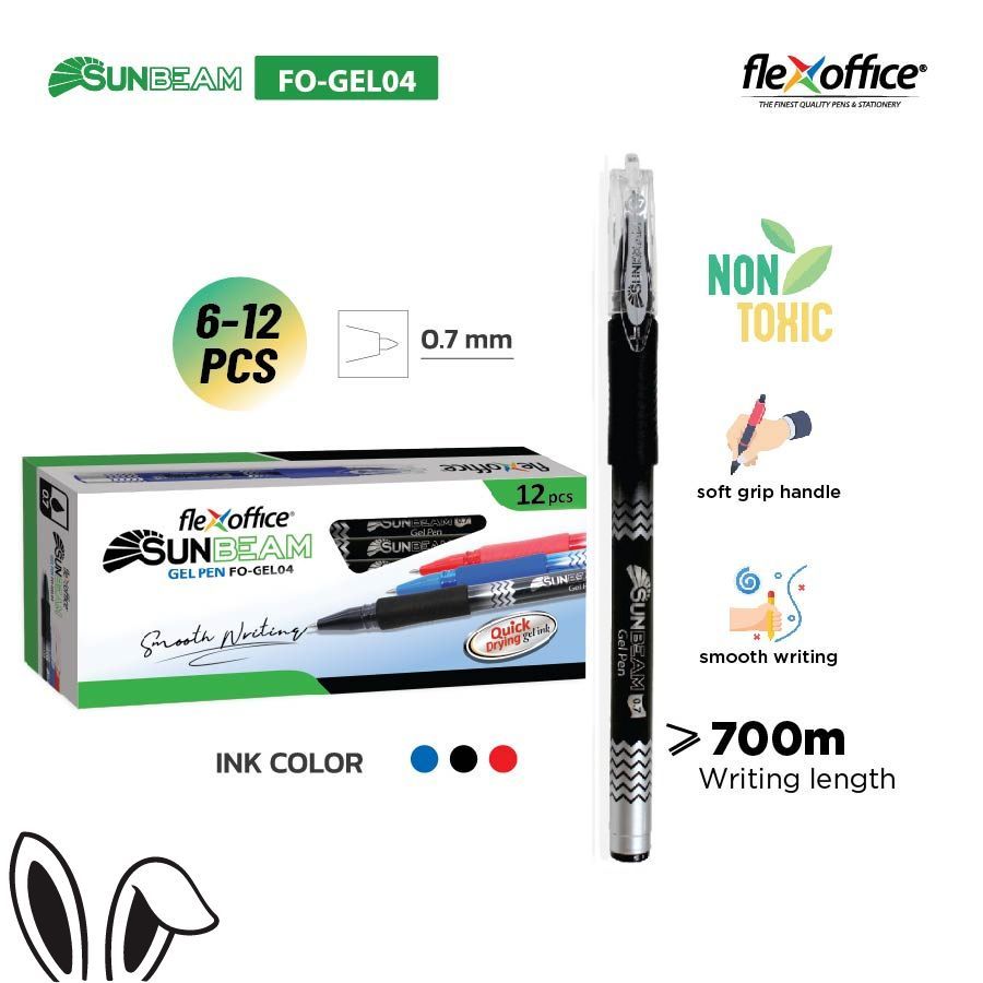 FlexOffice FO-GEL04 Sunbeam Stick Gel Pen 0.5mm & 0.7mm - 12 Pcs Per ...