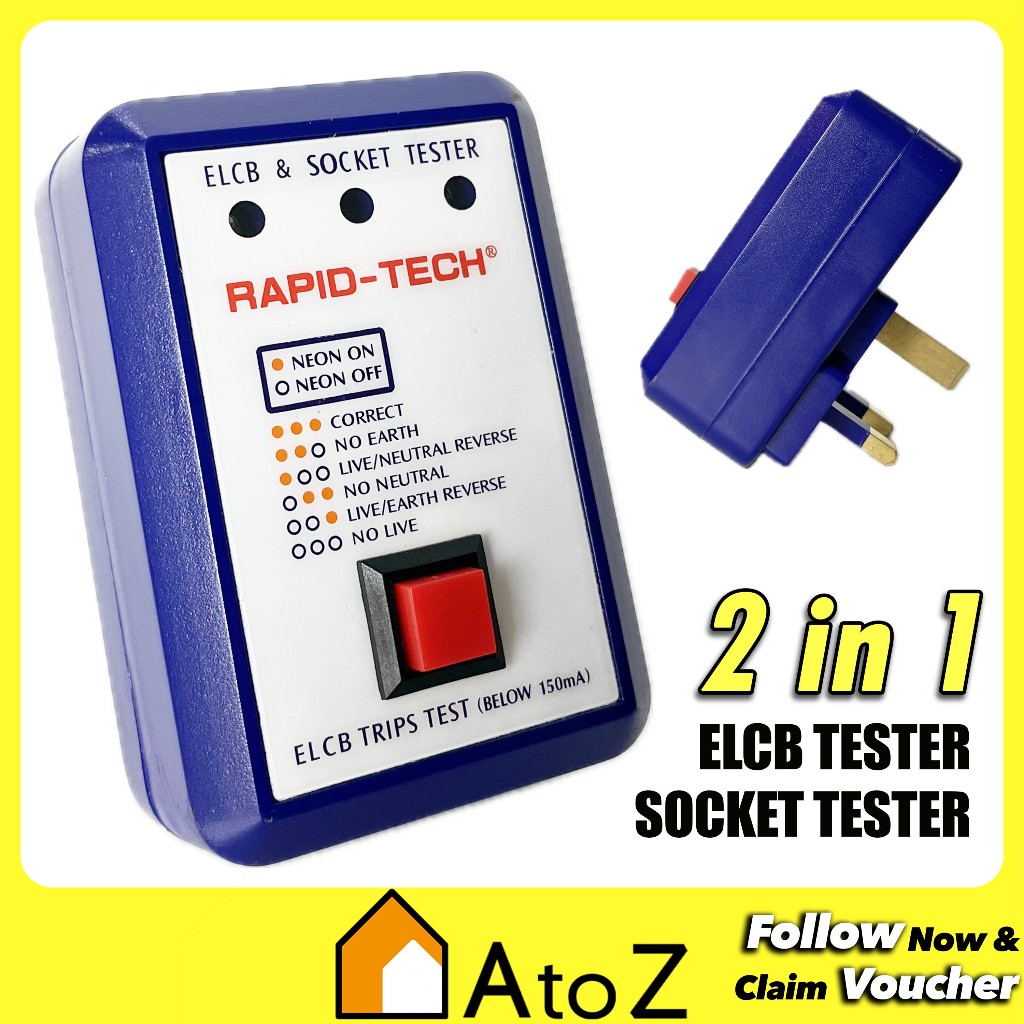 ELCB TRIPS & SOCKET TESTER TEST POWER SUPPLY SAFETY SM-ES1630 13 AMP ...