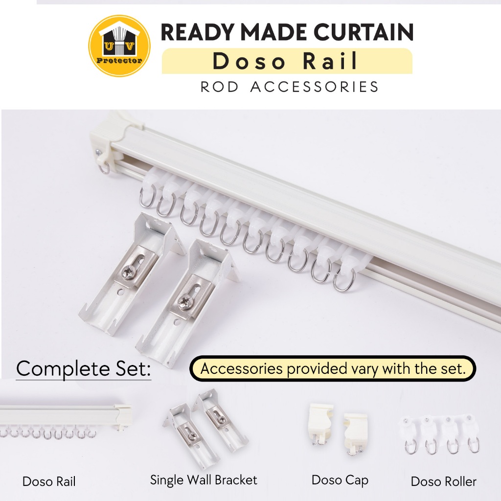 DOSO RAIL Curtain Track Complete Full Set with Bracket Roller White ...