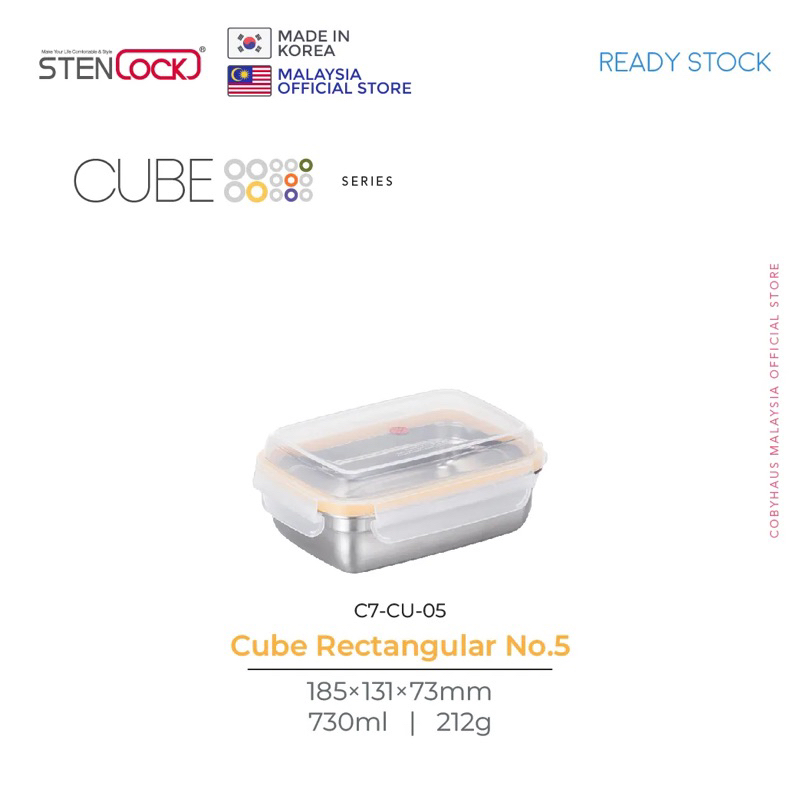 💥READY STOCK💥STENLOCK Korea Stainless Steel 304 Airtight Food Container Cube Rectangle | Shopee ...