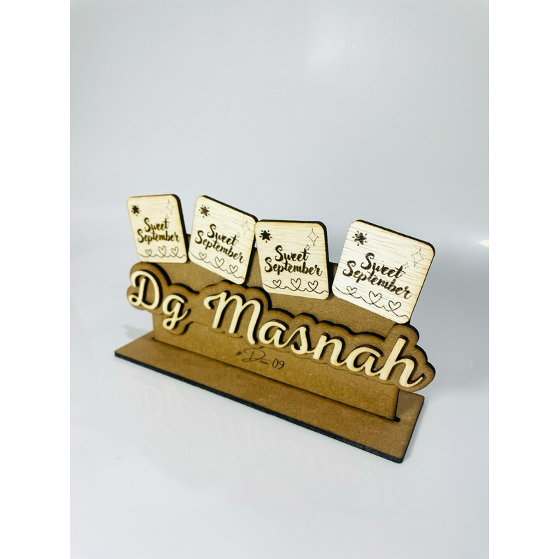 CUSTOM TABLE NAME ENGRAVING WITH BIRTH MONTH LASER WOOD ENGRAVING ...