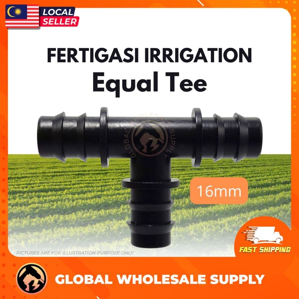 16MM EQUAL TEE LDPE PolyPipe Fertigasi Irrigation Fitting Water Pipe Connection Tube Fitting ...
