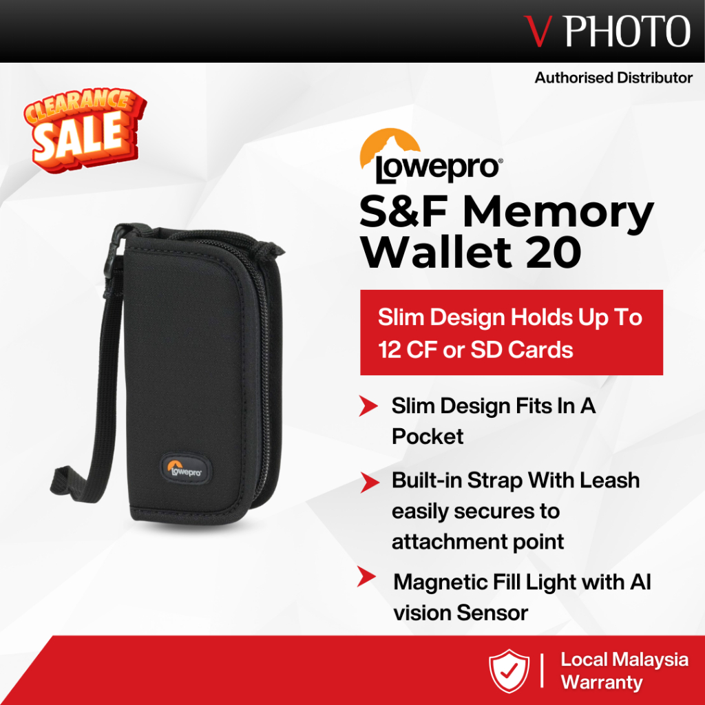 LOWEPRO S&F MEMORY CARD WALLET 20 HOLDS UP TO 12 CF or SD CARDS (BLACK ...