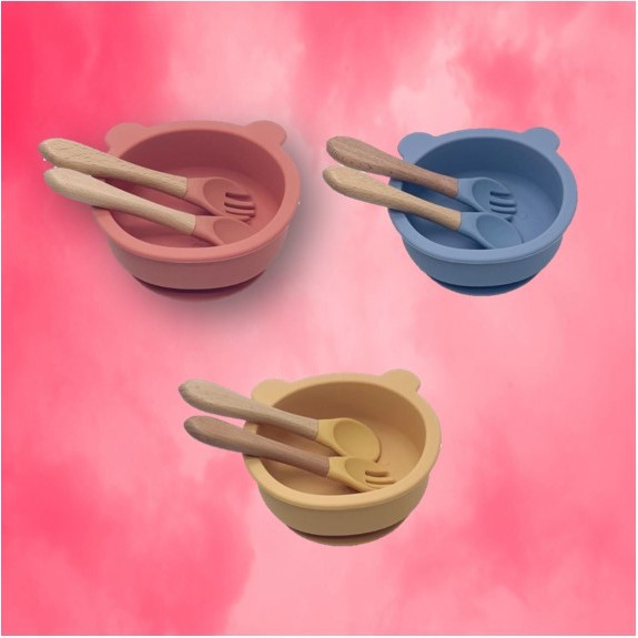 Bayi Silicone Mangkuk Pinggan/Baby,toddler dinning set w suction bowl ...