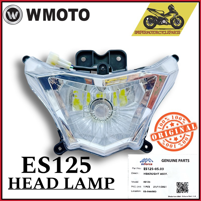 [100% ORIGINAL] WMOTO ES125 ES HEAD LAMP WITH BULB & SOCKET LAMPU DEPAN ...