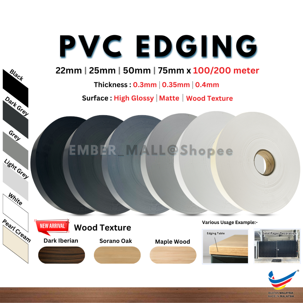 PVC Edging Banding Sisi Papan Kulit Papan Pagar Hijau Dawai(22mm/25mm ...