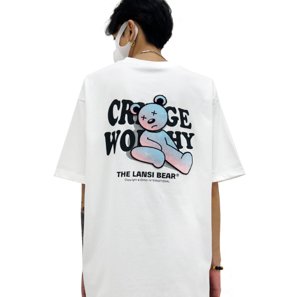 Oversized Cringe Worthy Bear Cotton Jersey T-Shirt - White | Shopee ...