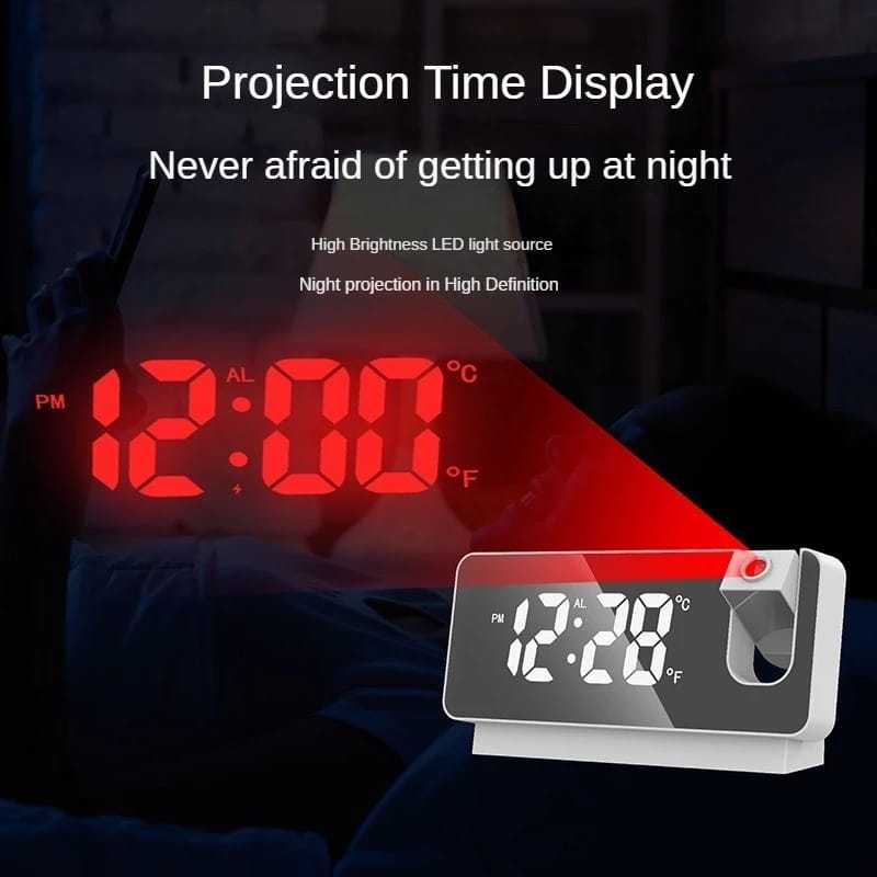 NO BOX Rechargeable Multi-function Digital Alarm Clock Projector Color ...