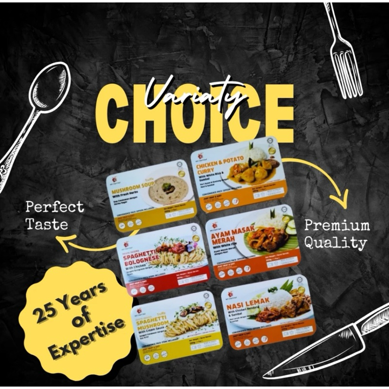 My Chef Chef Ready To Eat lnstant Food Nasi Lemak Rendang 350g/Ayam Masak Merah350g/Curry ...