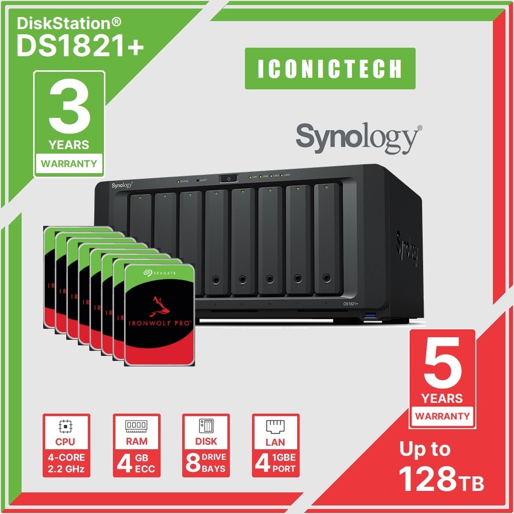 Ironwolf Pro 8TB~128TB Synology DS1821+ Default 4GB ECC Ram | (100% Authentic MALAYSIA SET) On ...