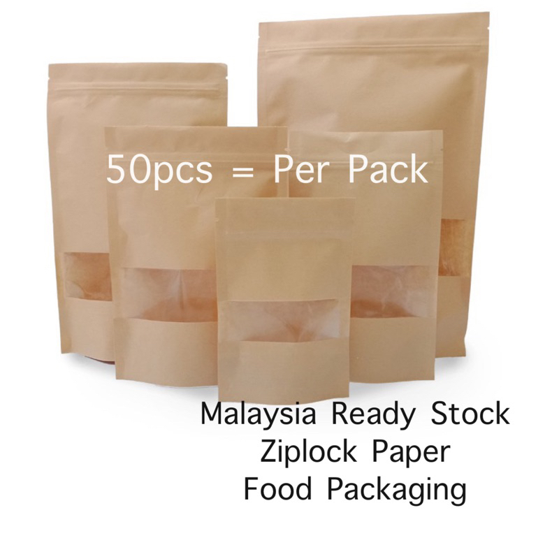 Goodies Bag Kraft Zipper Bag / Ziplock Bag Doorgift Food Packing / Zip ...