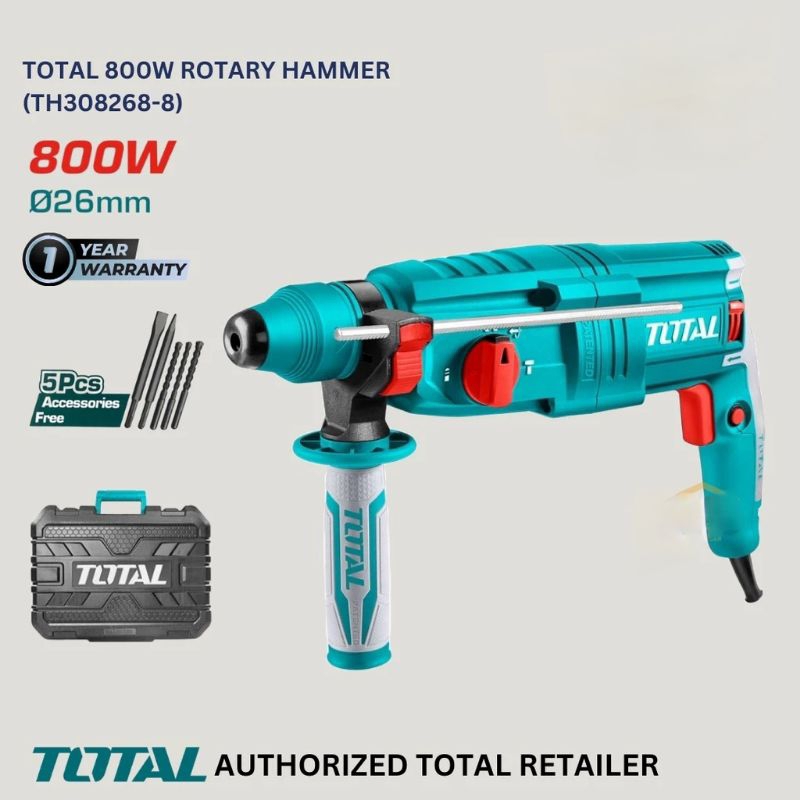 100%Original TOTAL 800W 4IN1 Rotary Hammer Drill TH308268| 4 Functions ...