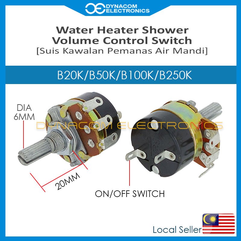 B20K B50K B100K B250K Water Heater Switch Shower Volume Control Switch ...