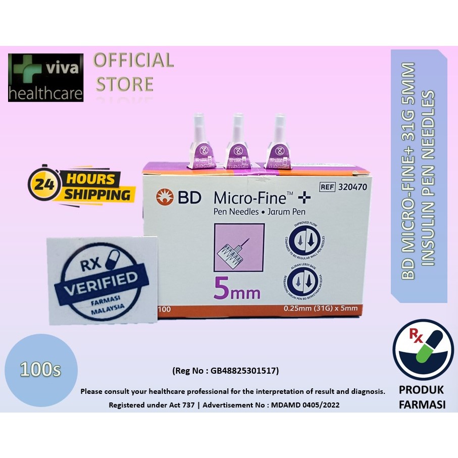 BD Micro-Fine + 5mm 31G Ultra Fines Microfine Plus Insulin Pen Needles ...