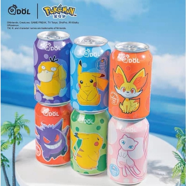 QDOL x Pokemon Fruit Sparkling Water Fruit Soda 330ml 宝可梦 水果气泡水 苏打汽水 ...