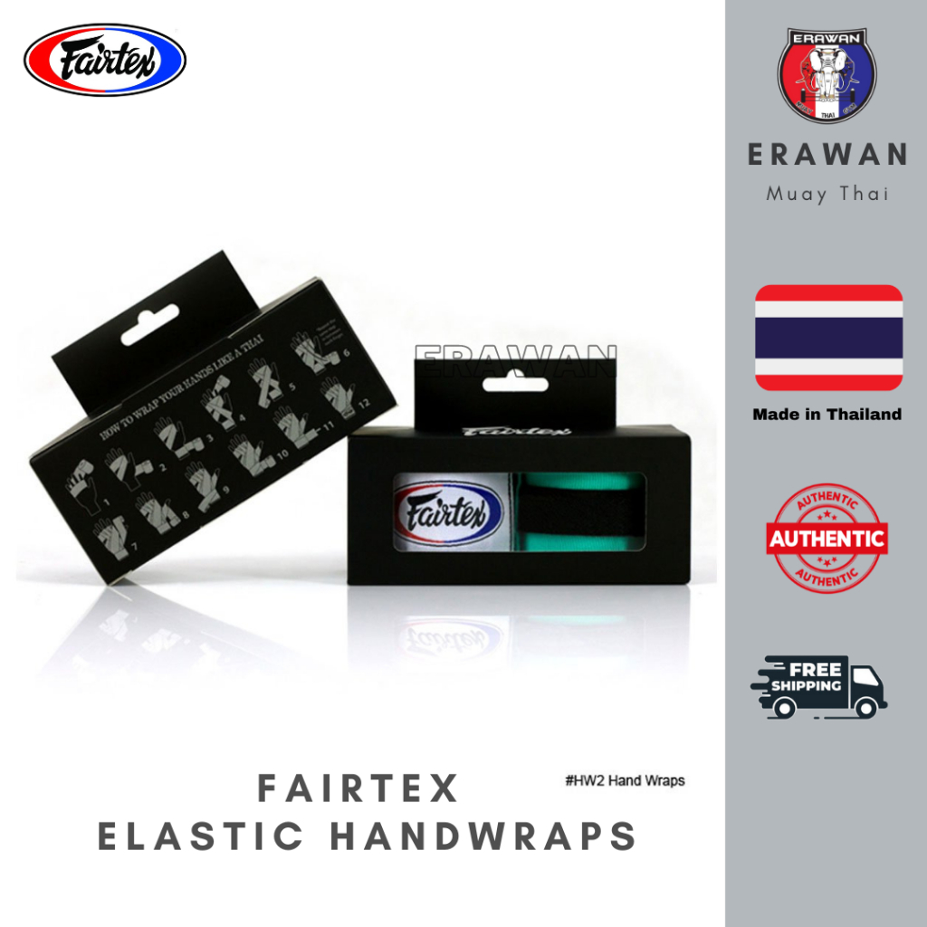 Fairtex HW2 Elastic Handwraps / Boxing / Muay Thai / Kickboxing 4.5m ...