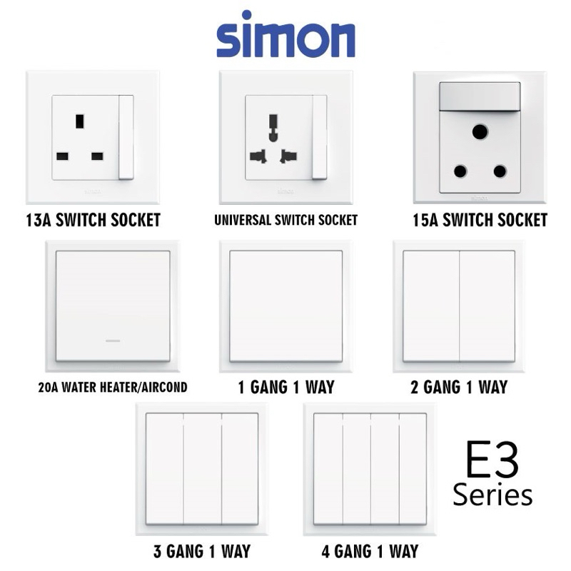 SIMON E3 SeriesWhite Suis Switches Socket | Shopee Malaysia