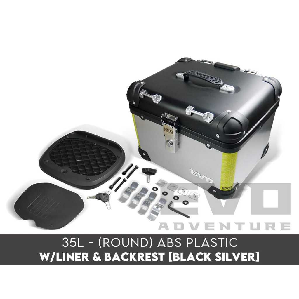 EVO ADVENTURE TOP BOX W/LINER & BACKKREST 35L (ROUND) ABS MATERIAL ...