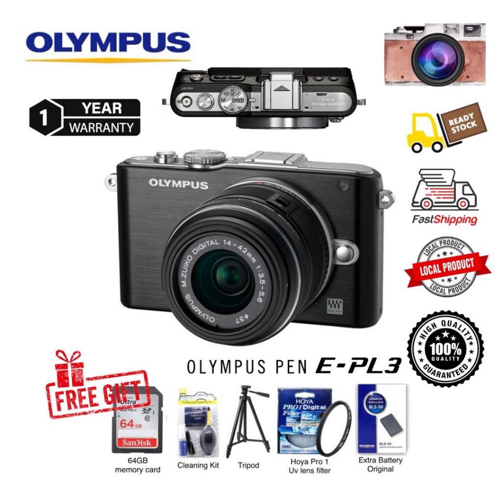 ( Display ) Olympus PEN E-PL3 Mirrorless Micro Four Thirds Digital Camera with 14-42mm f/3.5-5.6 ...