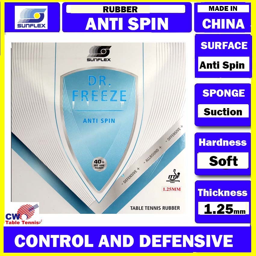 Sunflex Dr. Freeze Anti Spin Table Tennis Rubber Getah Ping Pong Sheet ...