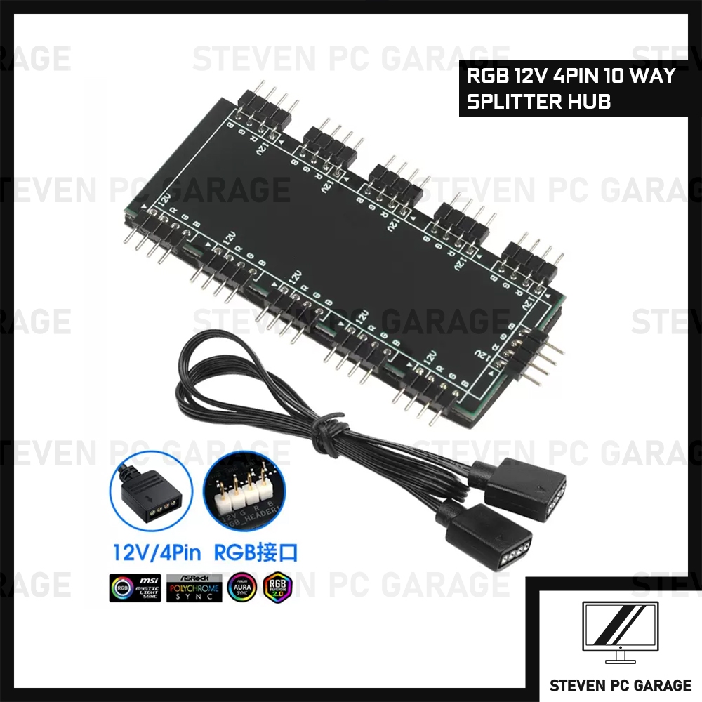 12V 4pin RGB Splitter Hub 1 to 10 Ways Extension Cable Adapter For ...