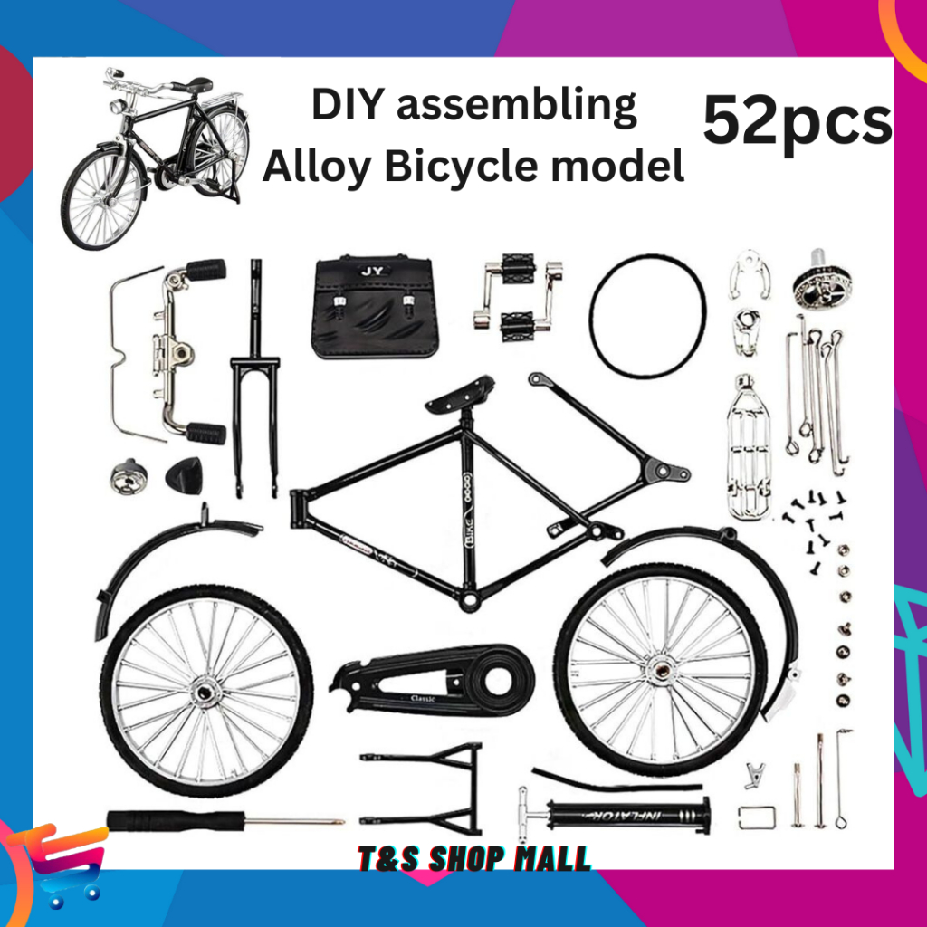 Diy assembly bicycle alloy model classic retro collector edition toys ...