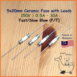 Ceramic Fuse 5x20mm Fius Seramik 250V F T 0.5A 1A 2A 3A 3.15A 4A 5A 6 ...