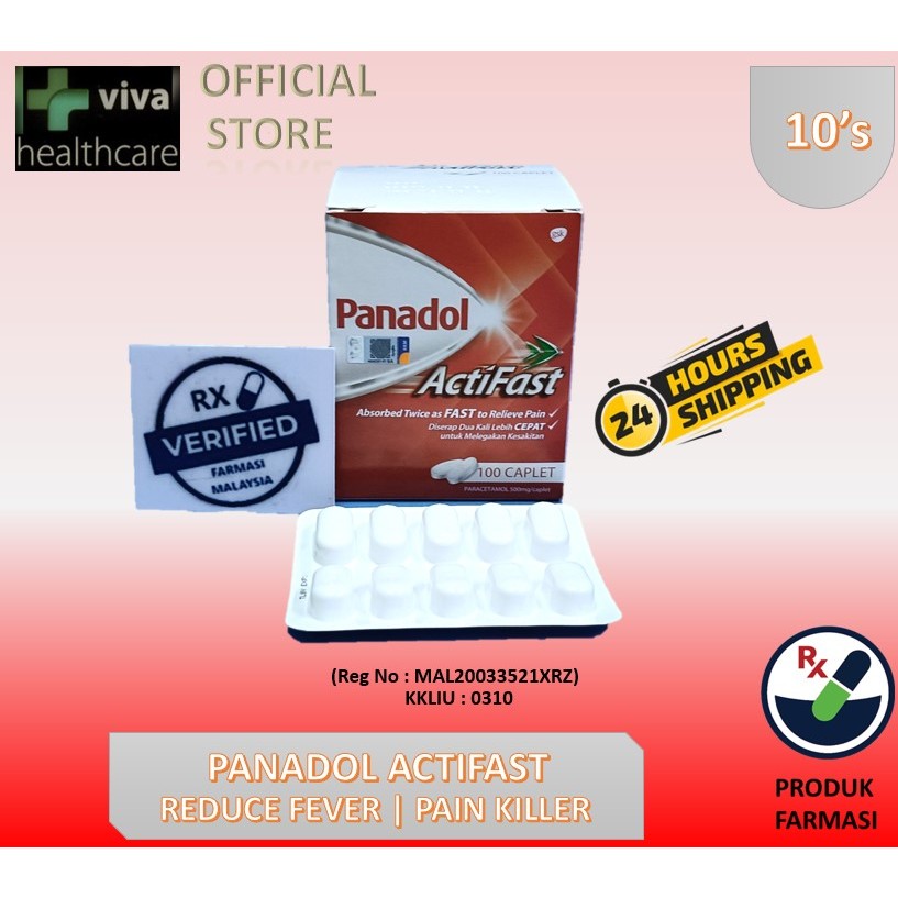 Panadol Actifast 10's Caplet Tablet Paracetamol 500mg Fever Headache ...