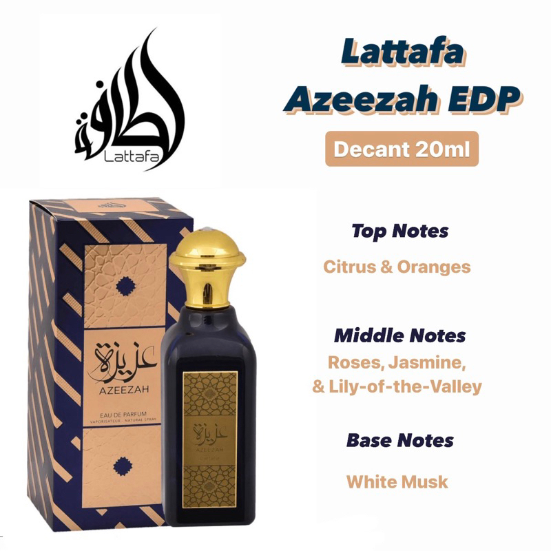 Original Azeezah Lattafa EDP 20ml bottle premium Arab Perfume decant ...
