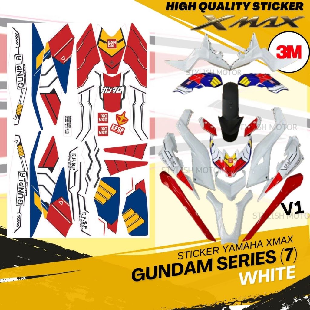 Stripe Yamaha Xmax 250 [ 3M Sticker ] V1 Gundam Series (7) White ...