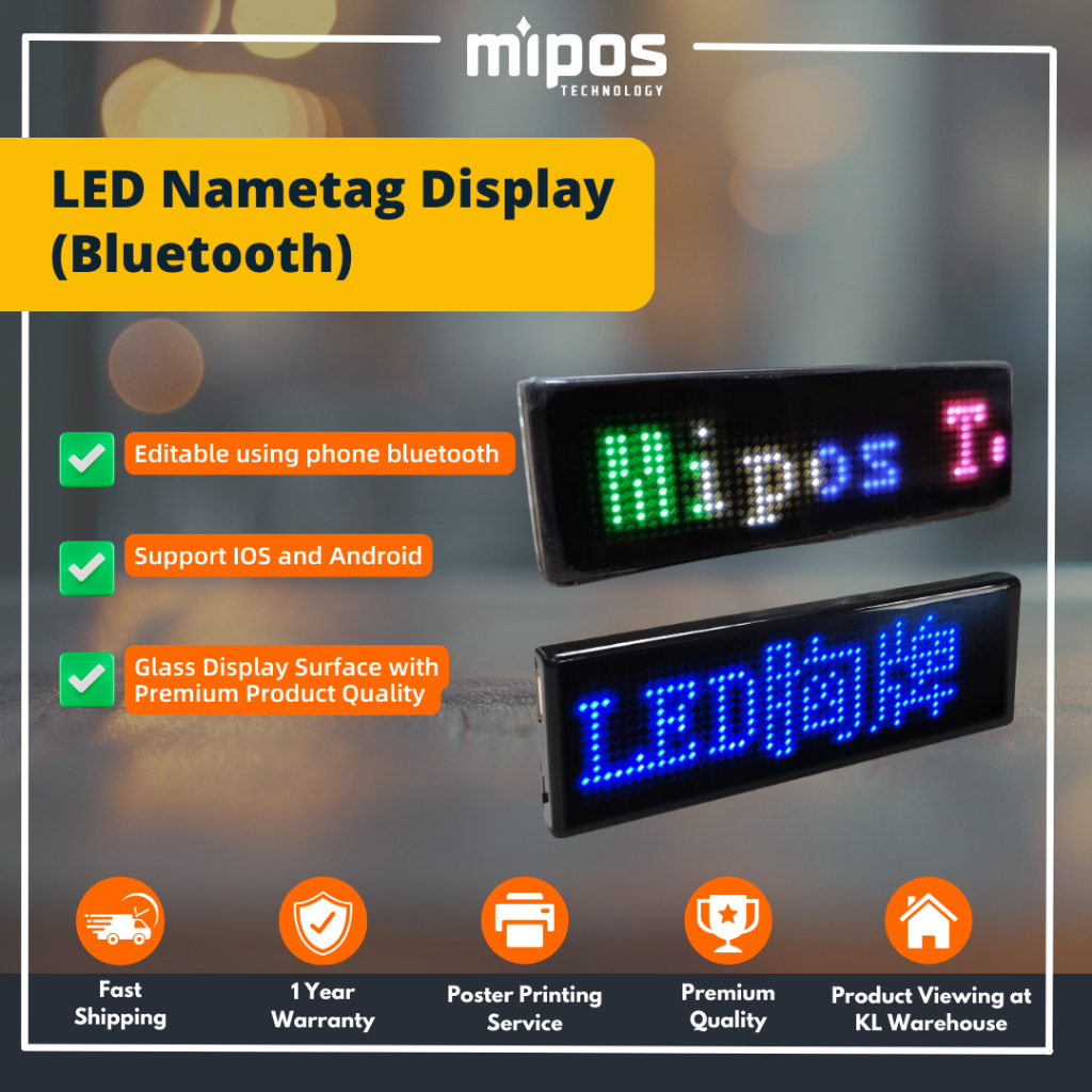 Mini LED Digital Display Bluetooth | LED Signage Programmable Nametag ...