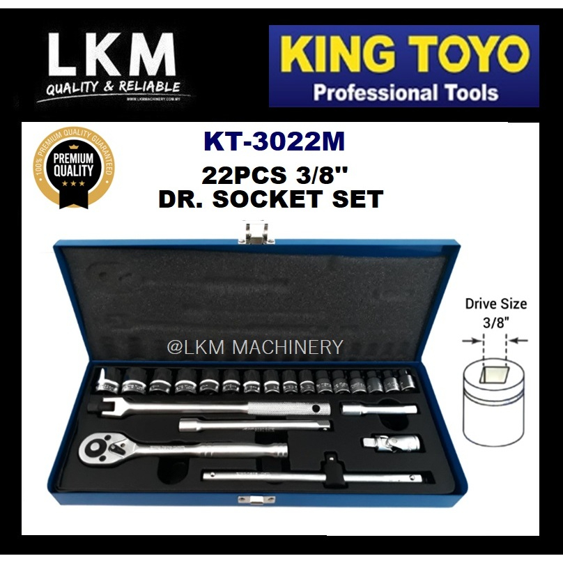 KING TOYO 3/8" BOX SOCKET SET KT-3022M KTBS-22 3/8" BOX 22PCS SOCKET ...