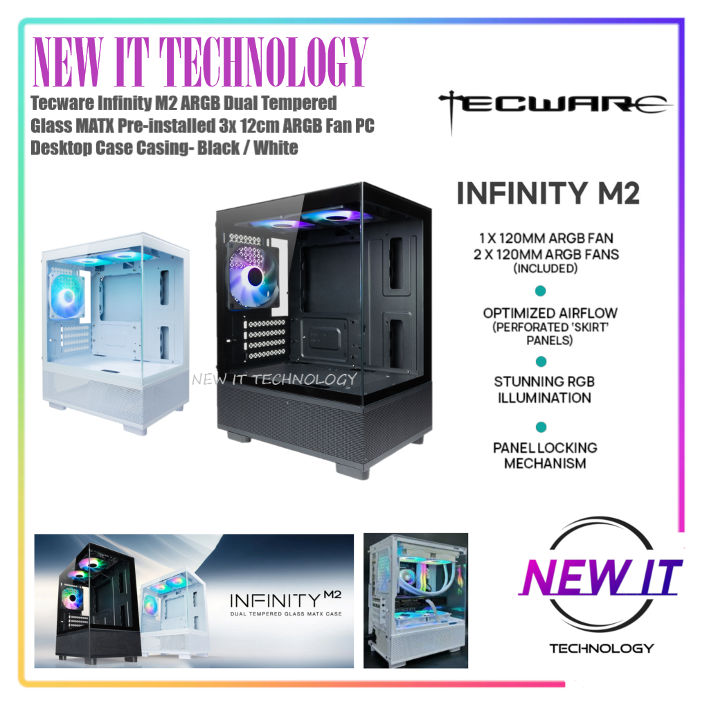 Tecware Infinity M & M2 ARGB Dual Tempered Glass MATX Pre-installed ...