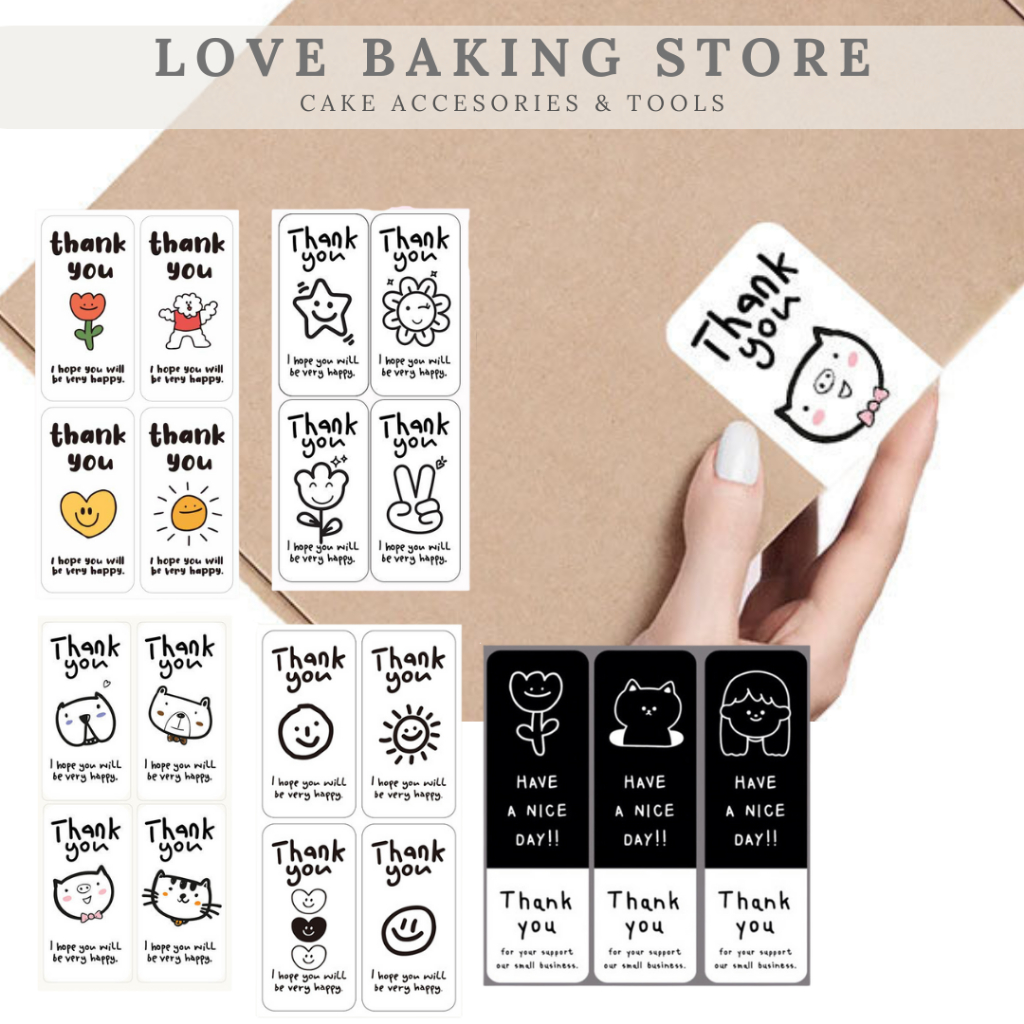 LBS • 100pcs | 3x6cm |Thank You Stickers Gift Parcel Seal Labels ...