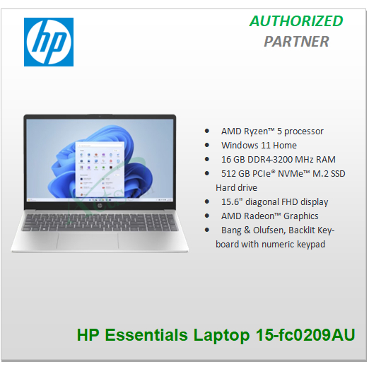 HP Essentials Laptop 15-fc0209AU (AMD Ryzen™ 5 processor,Windows 11 ...